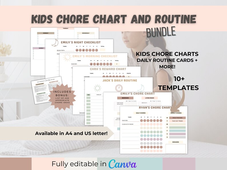 Kids Chore Chart, Kids Reward Chart, Chore Chart for Kids, Daily ...