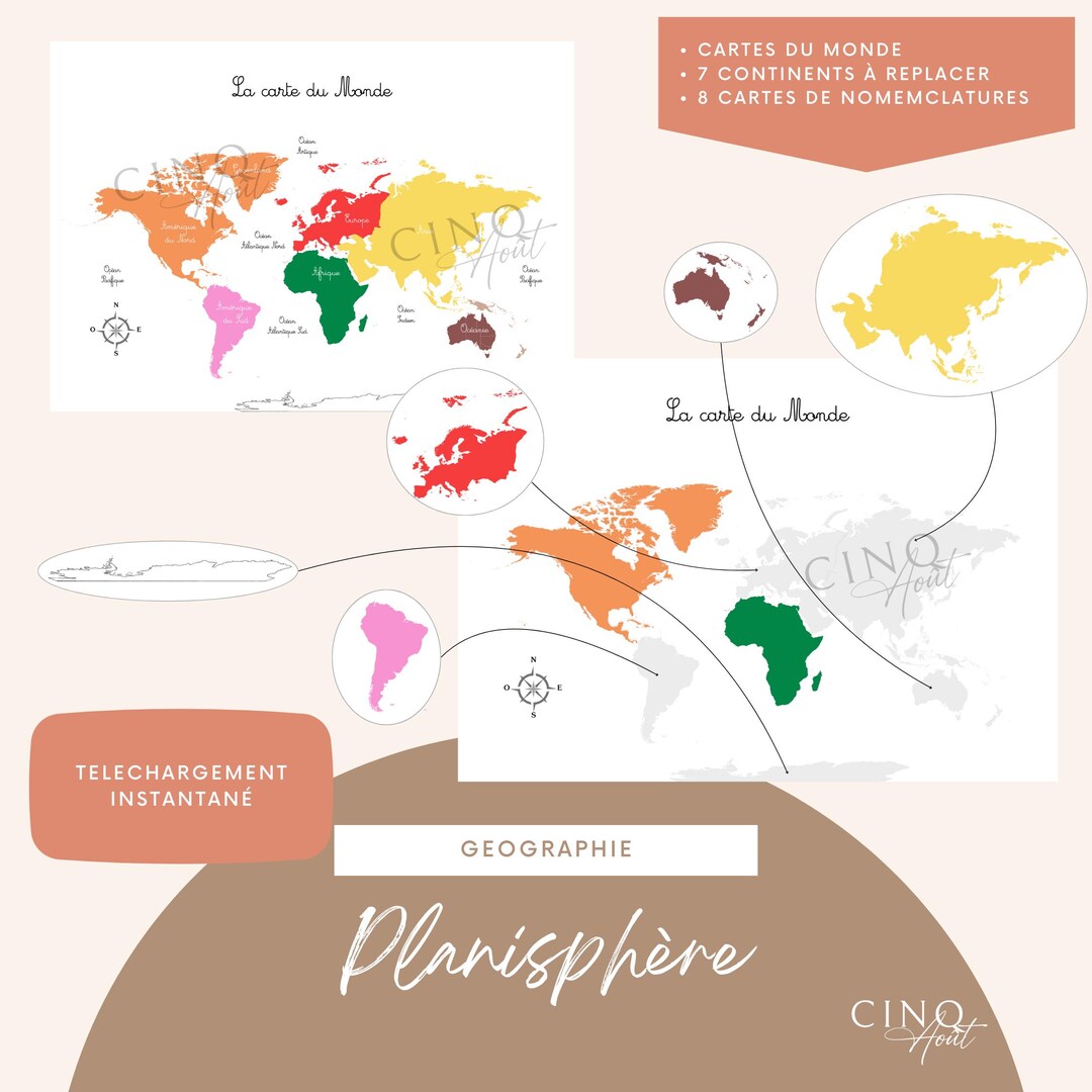 Scratch Map of the World, Continents and Nomenclature Cards ...