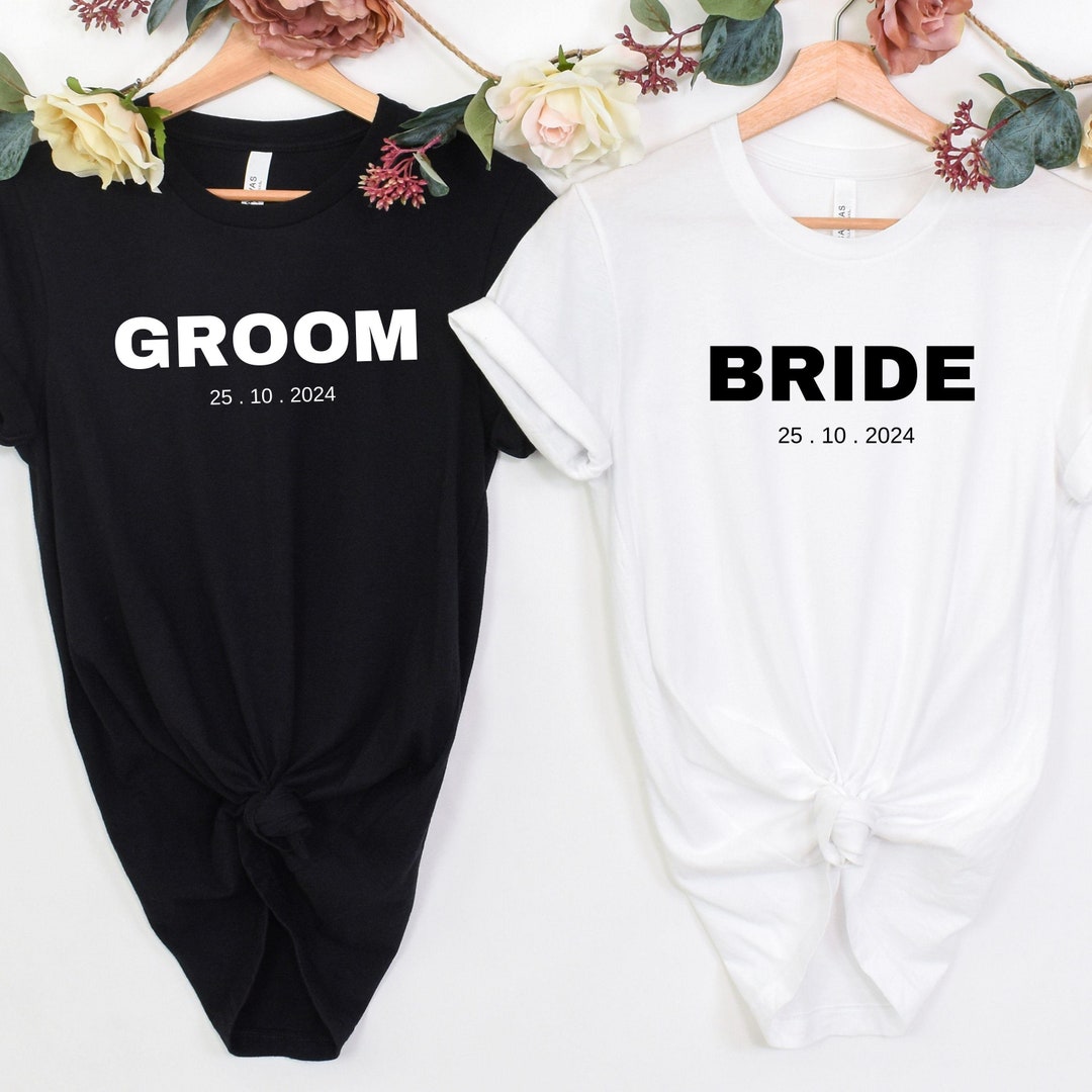 Custom Bride and Groom Wedding Shirts: Matching Bridal Party Tees - Etsy