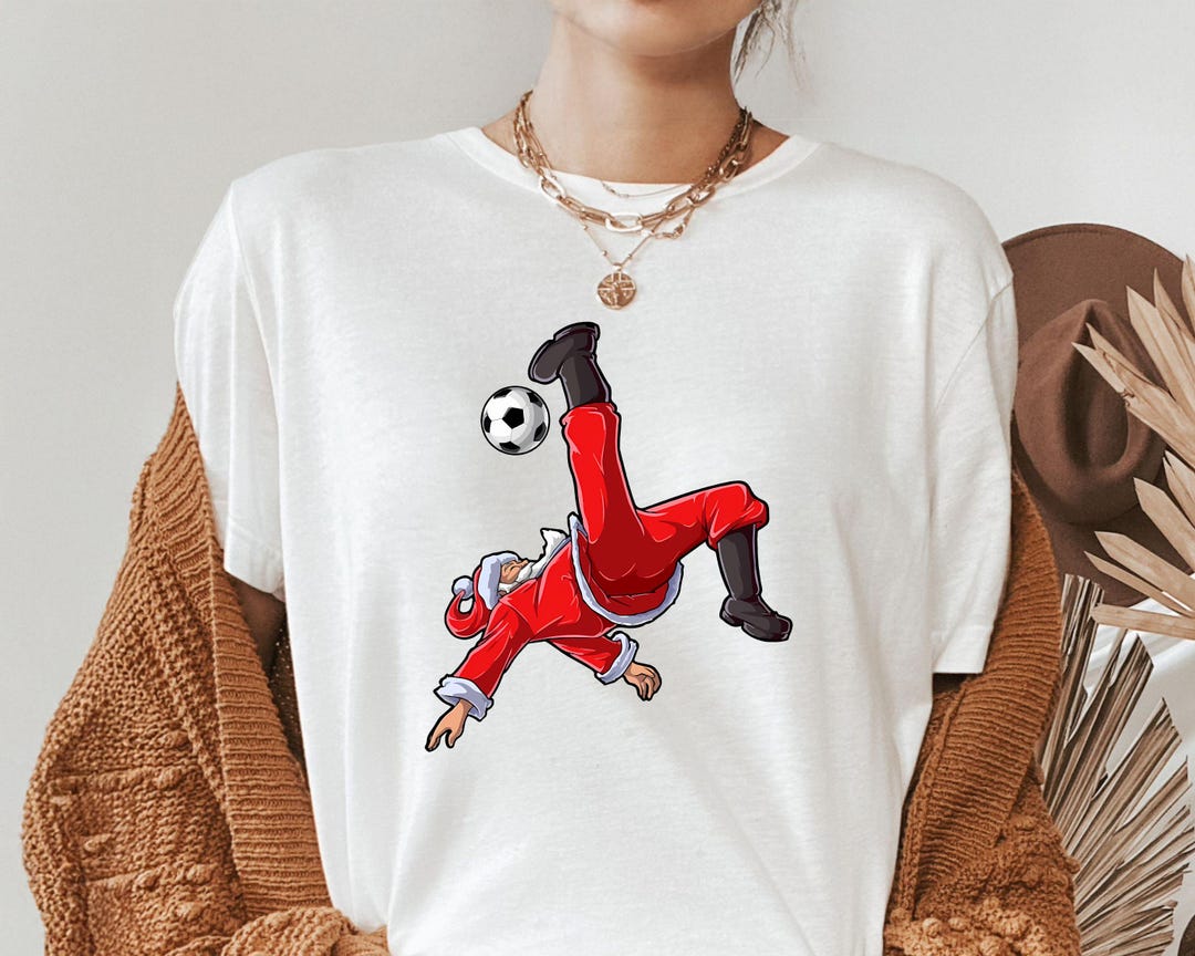 Santa Bicycle Kick Soccer Christmas T-shirt - Etsy