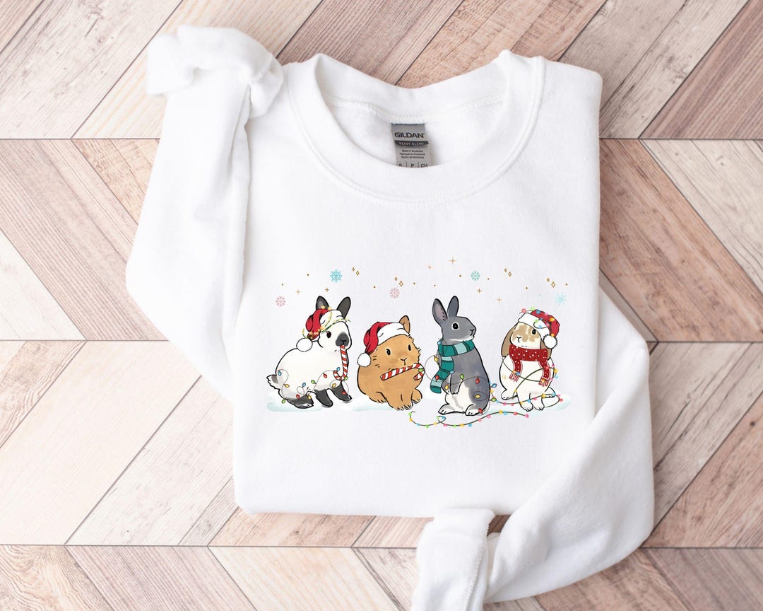 Rabbit Christmas Sweatshirt, Bunnies Christmas Shirt, Holiday ...