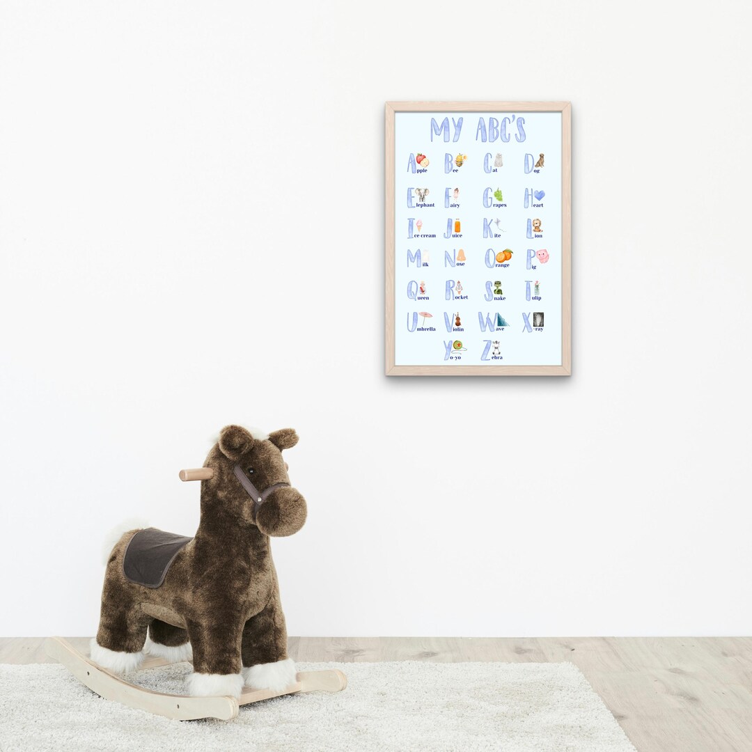 Blue Watercolour Alphabet Poster | A-Z Learning Chart | Nursery Wall ...