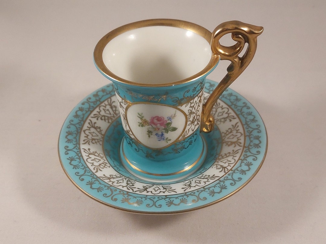 Vintage Kahla Tea Cup Set - Blue and Gold Floral Design, Made in GDR, Collectible Porcelain - Etsy
