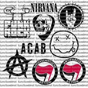 Punk Svg Png Jpg Bundle Set Clipart Vector Punkrock Anarchy Grunge Rock ...