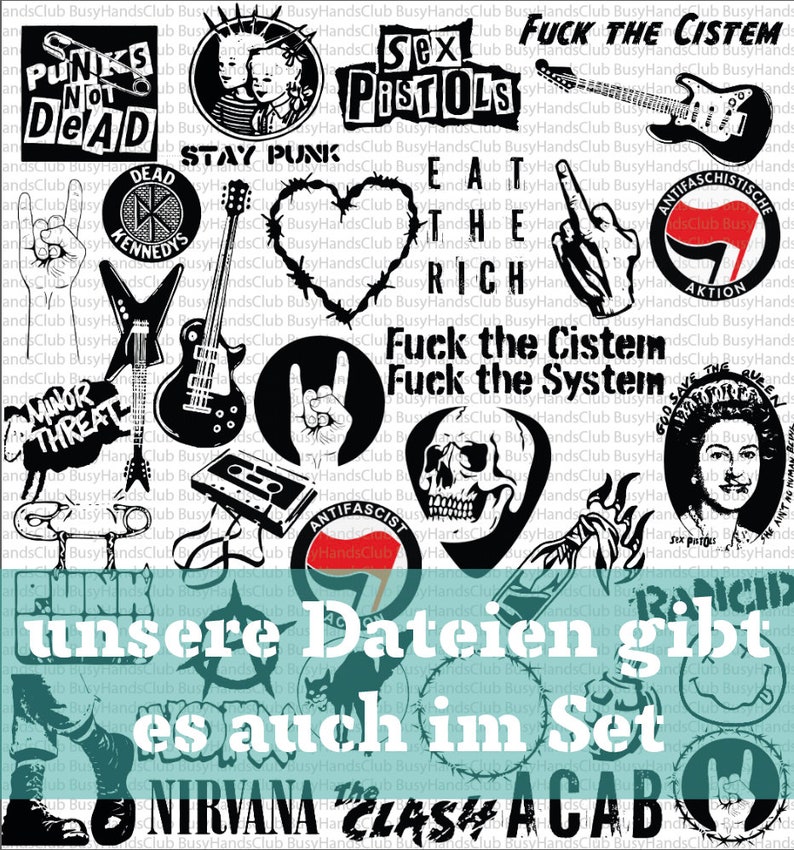 Punkrock Svg Png Jpg Bundle Set Clipart Vector Anarchy Cat Antifa Rock ...