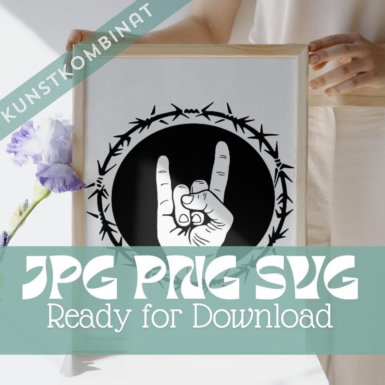 Mano Cornuta Alambre de Púas Svg PNG Jpg Conjunto Clipart Vector Metal ...