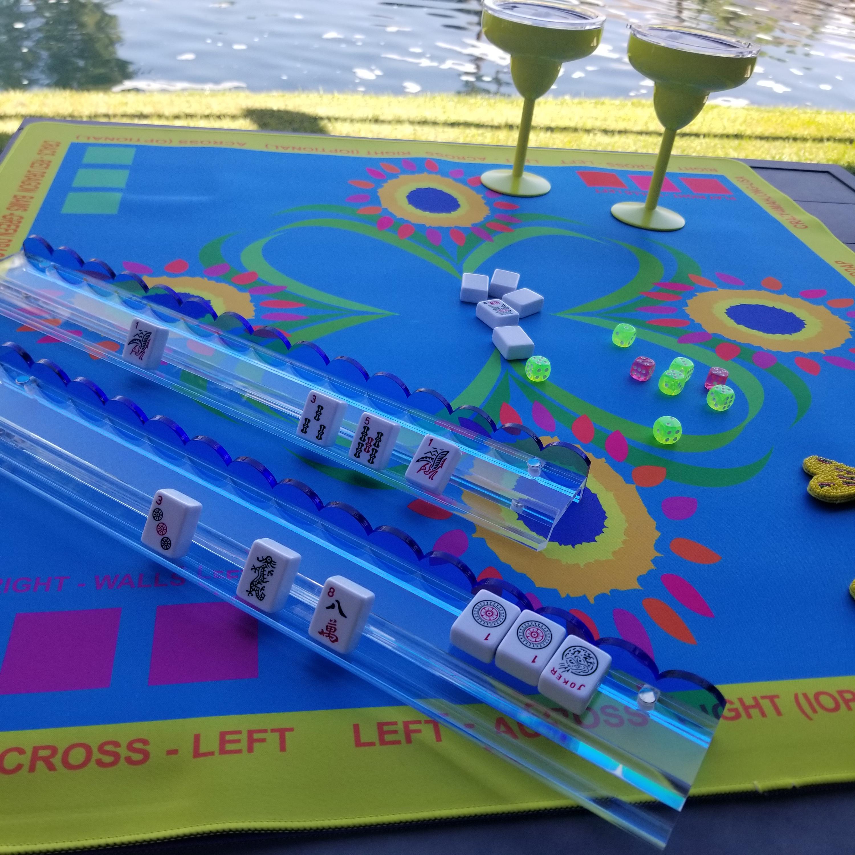 Mahjong Mat ALMOST SOLD Out Colorful and Bold Blue, Yellows and Greens ...