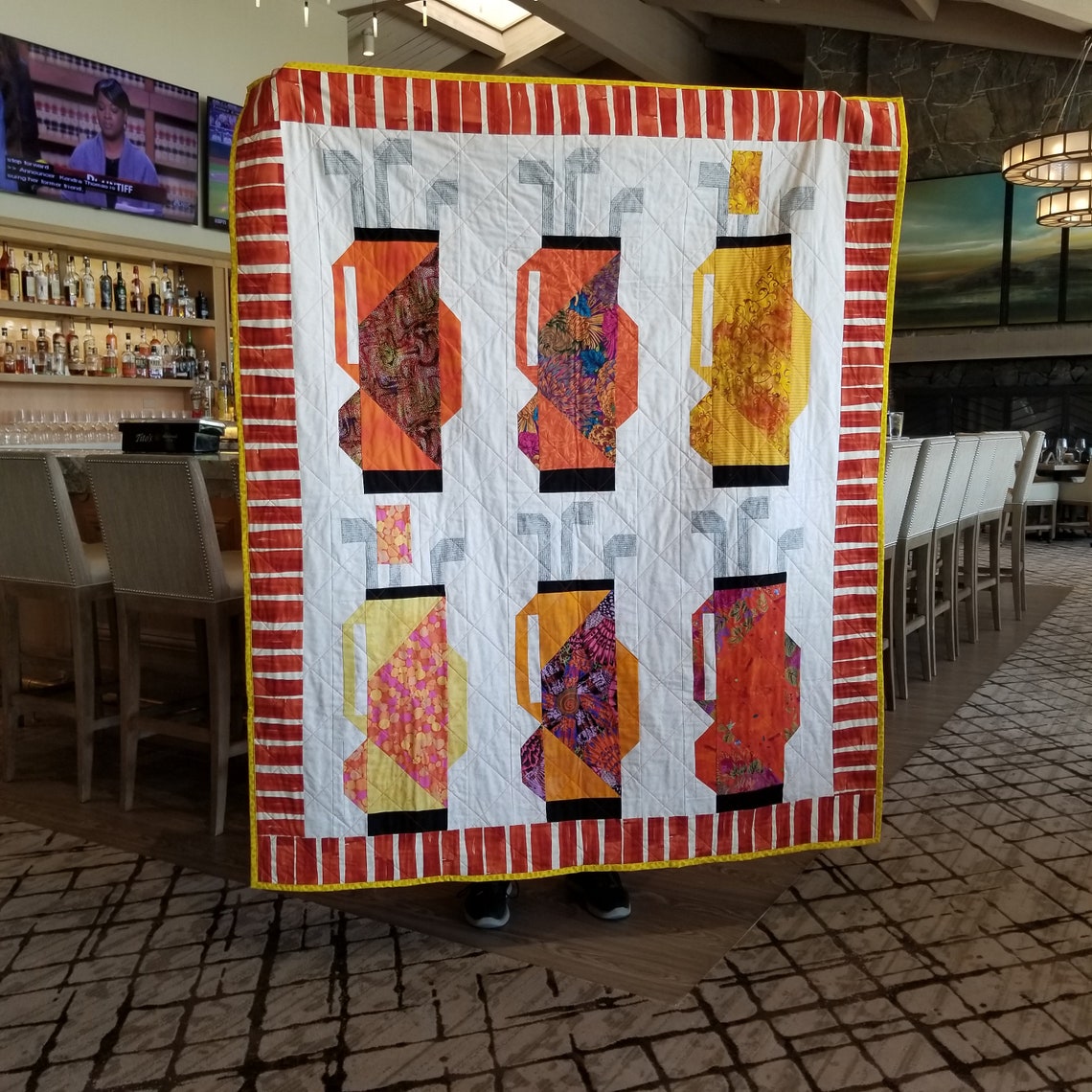 Golf, Golf Bag Theme Quilt, Golf Clubs, Golf Quilt, Quilt, Vibrant ...