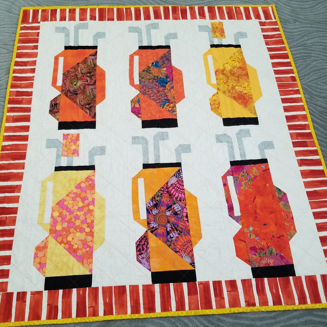 Golf, Golf Bag Theme Quilt, Golf Clubs, Golf Quilt, Quilt, Vibrant ...