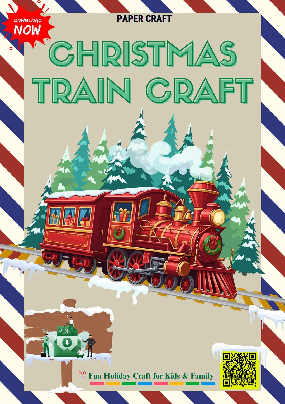 Christmas Train Craft | Printable Family Holiday Activity, Kids Paper ...