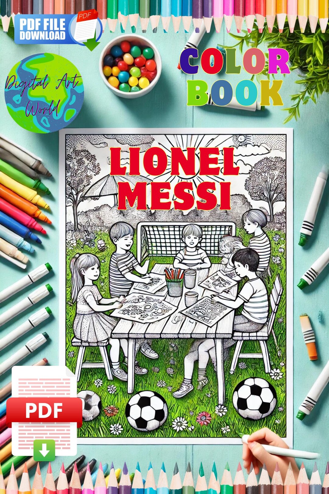 Lionel Messi Soccer Coloring Pages Instant Download - Etsy