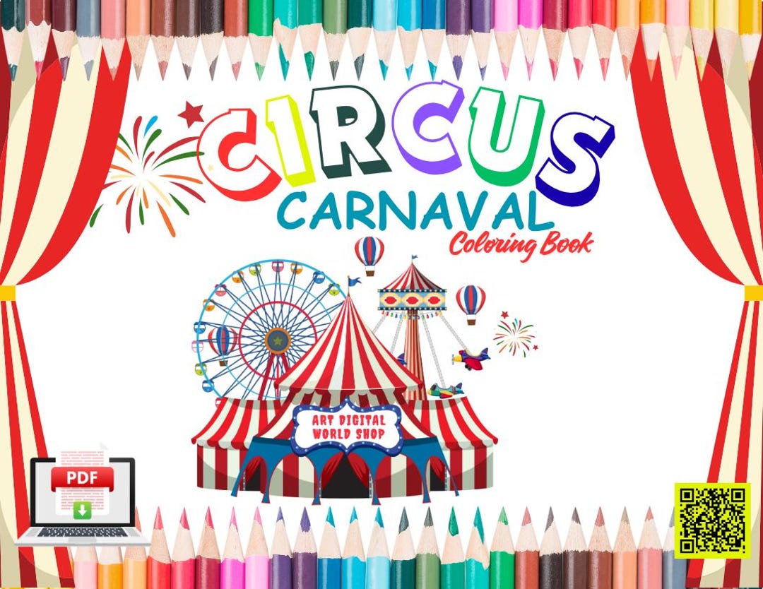 Carnival Circus Coloring Book for Kids (PDF) - Etsy
