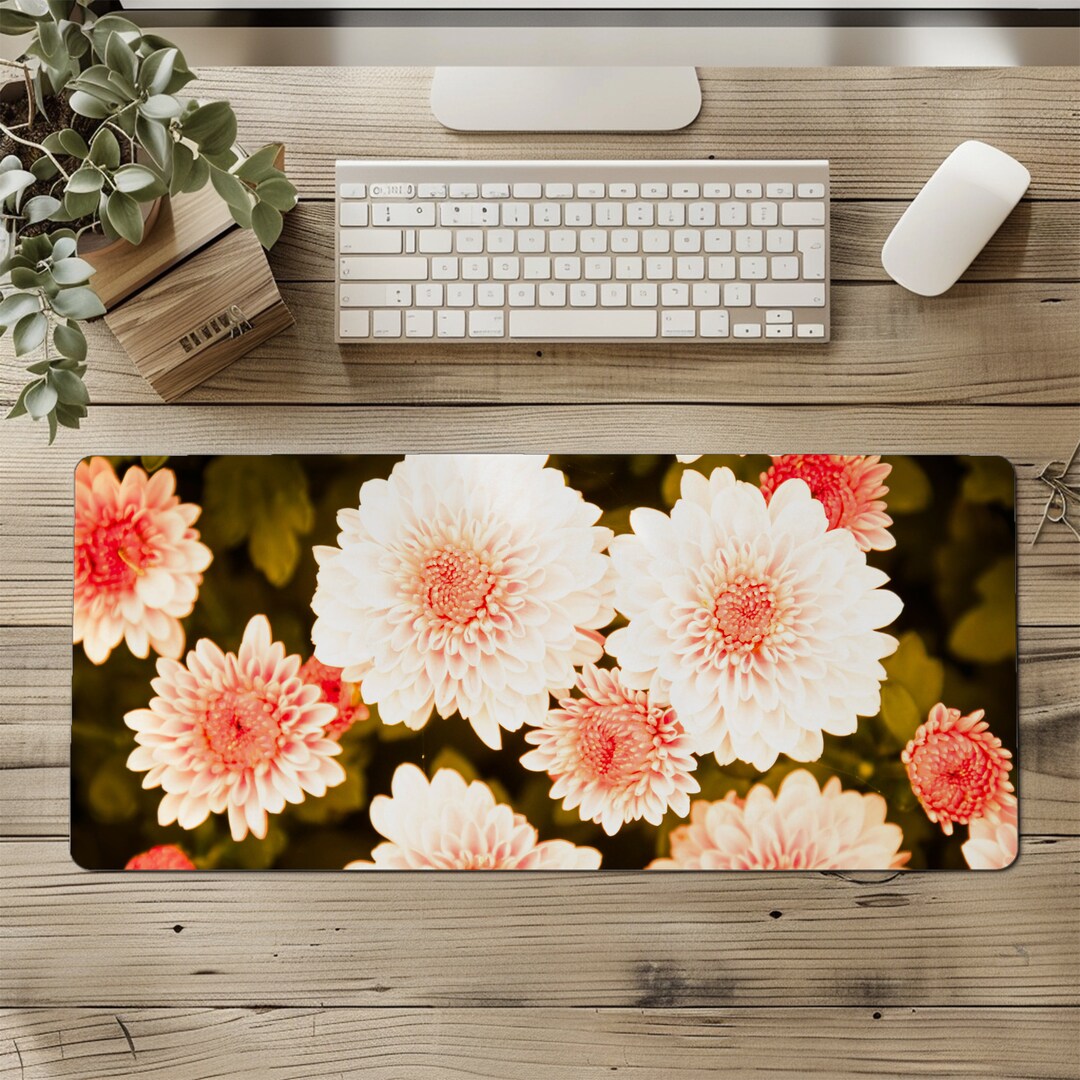 Ideal Cute Office Decor & Extended Keyboard Mat Wildflower Mousepad ...