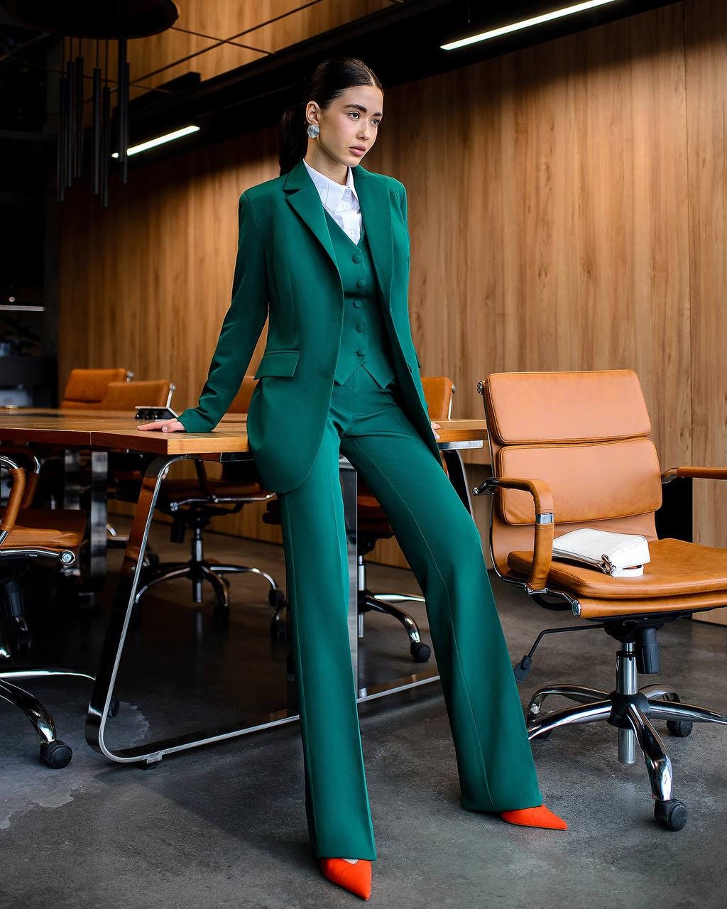 Emerald Green 3-piece Suit: Elegant Women's Pant Suit Set - Etsy