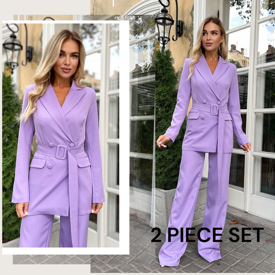 Purple Women Suits 2 Piece Set, Lavender Prom Pantsuit, - Etsy