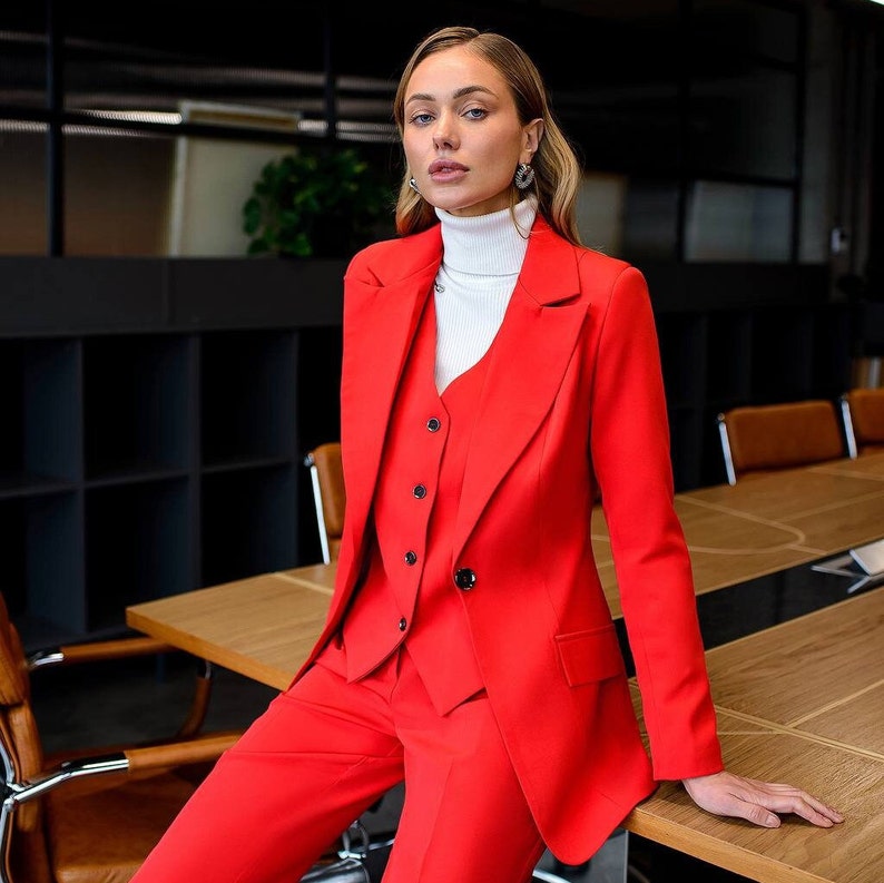 Trendy Red Womens Suit, Women Prom Suit, Three Piece Womens Suits - Etsy