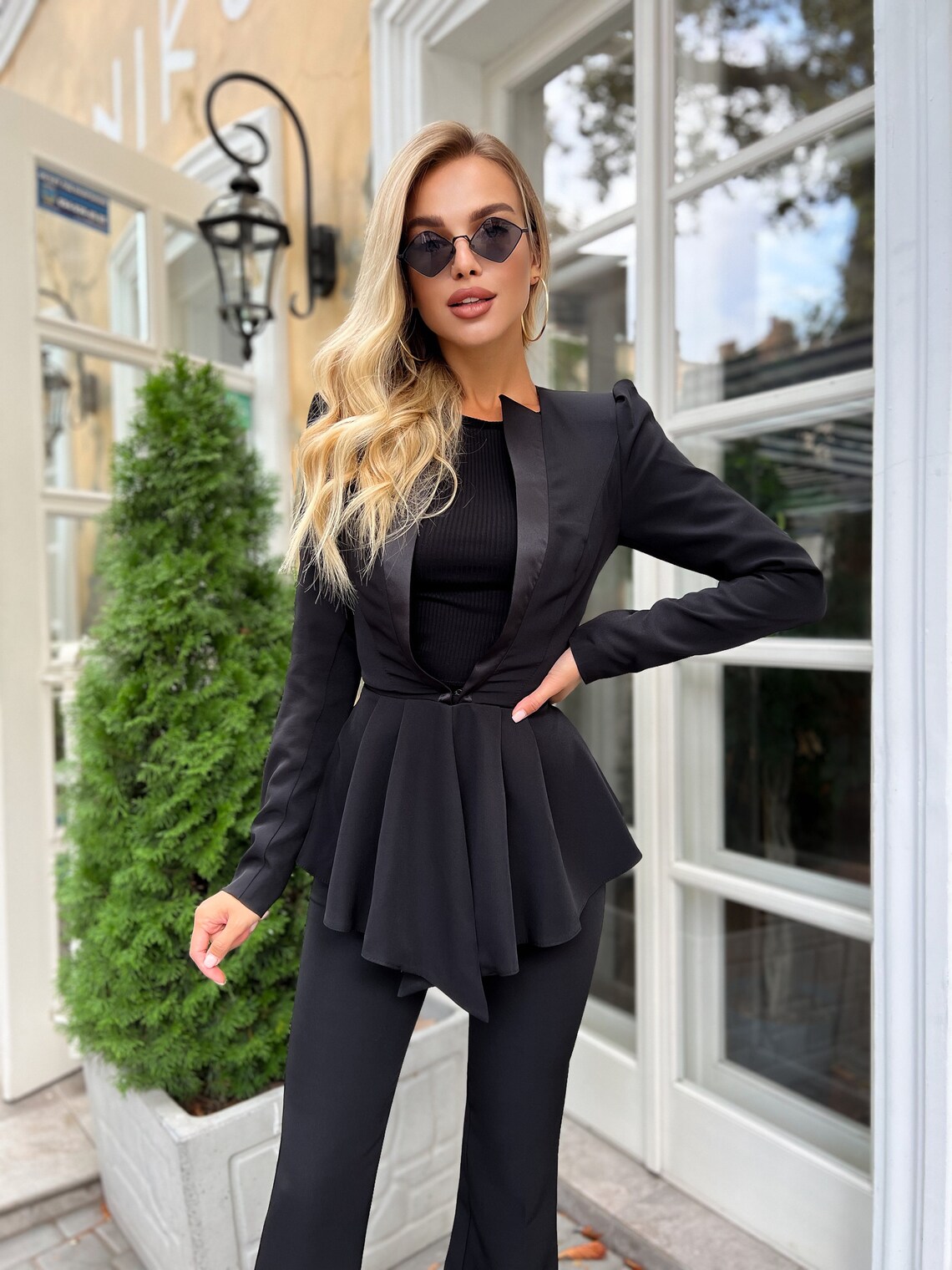 Black Womens Suit Set, Women Prom Suit, Dressy Pant Suits, Two Piece ...