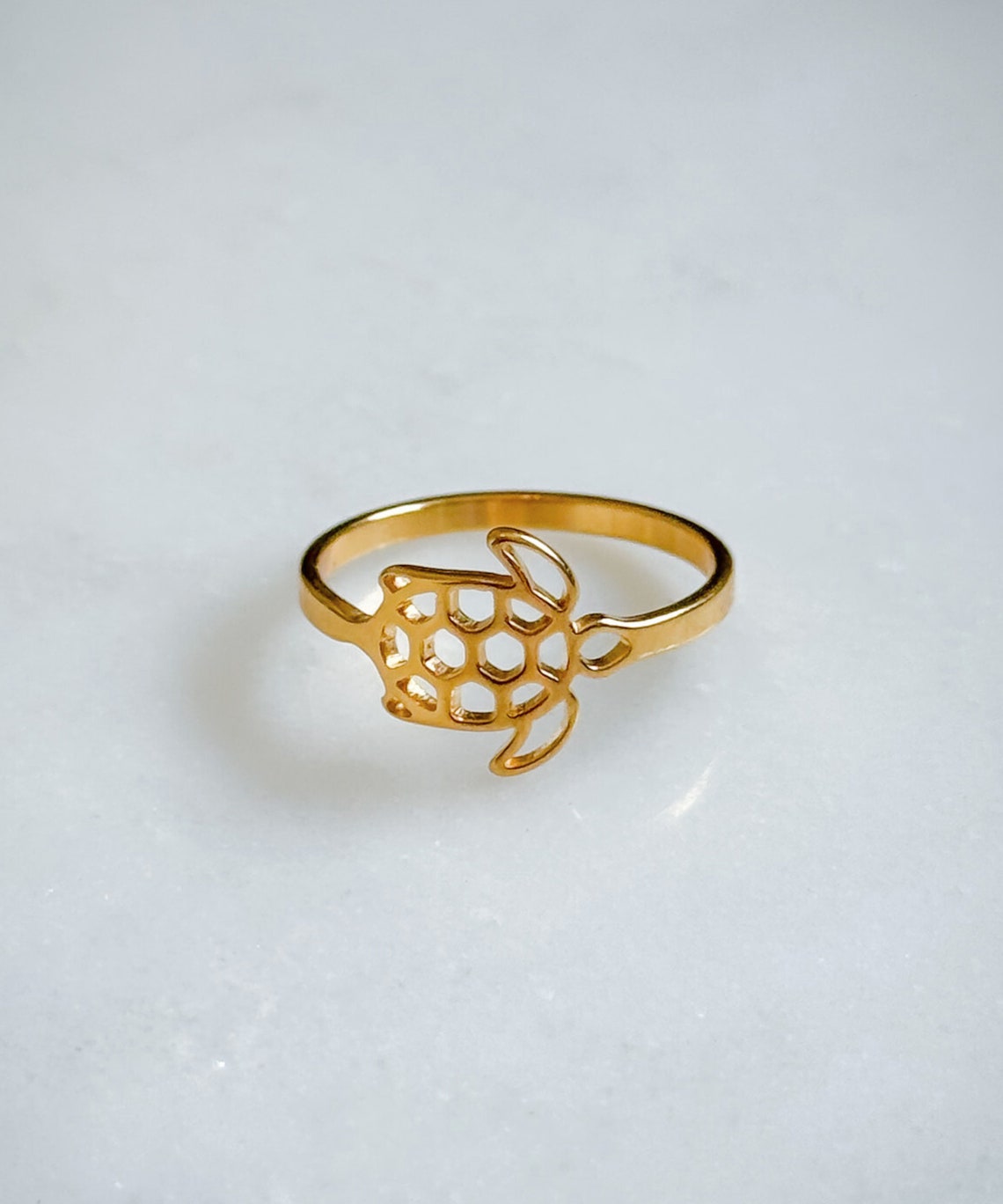Hawaii Ring Turtle Ring 18K Gold Tropical Ring Stainless Steel Ring for ...