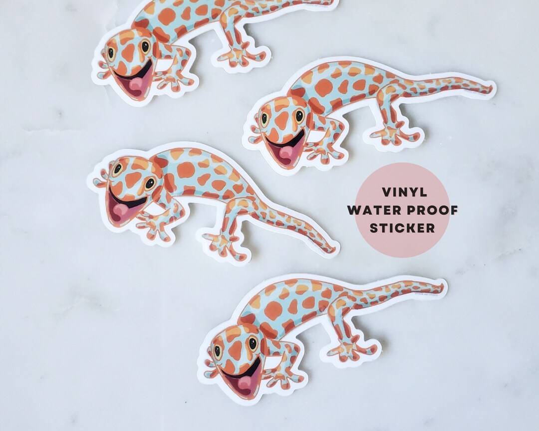 Hawaiian Gecko Sticker for Water Bottle Sticker Water Proof Vinyl Decal ...