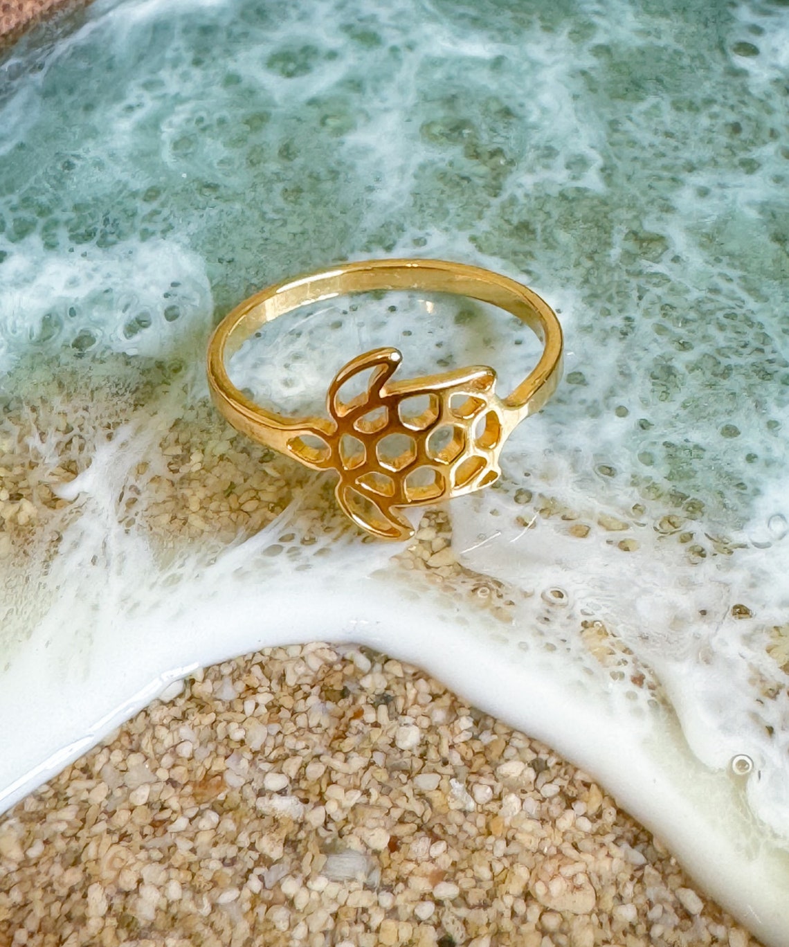 Hawaii Ring Turtle Ring 18K Gold Tropical Ring Stainless Steel Ring for ...