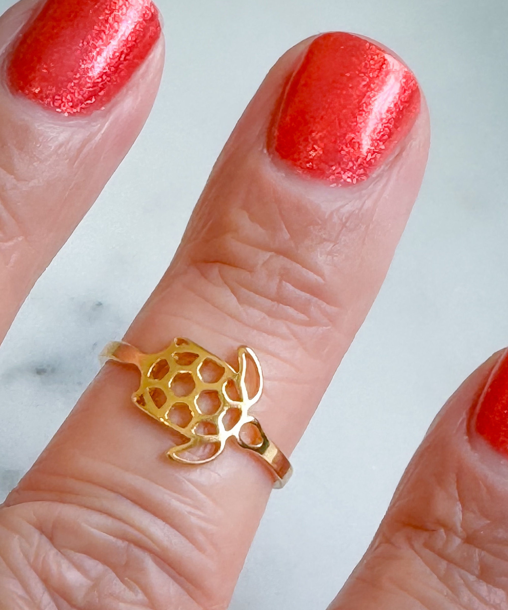Hawaii Ring Turtle Ring 18K Gold Tropical Ring Stainless Steel Ring for ...
