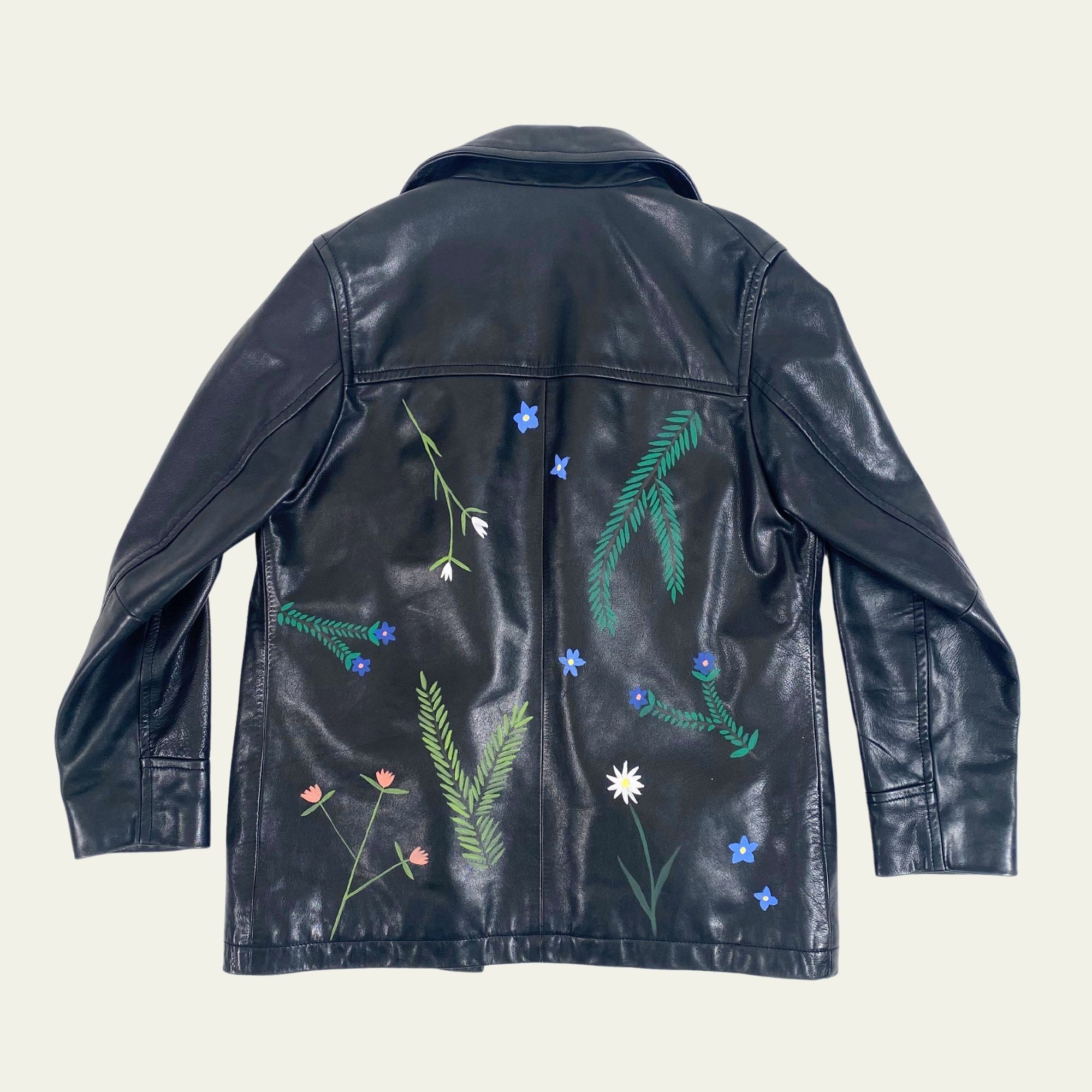Hand-painted Upcycled Leather Jacket With Original “garden Party ...