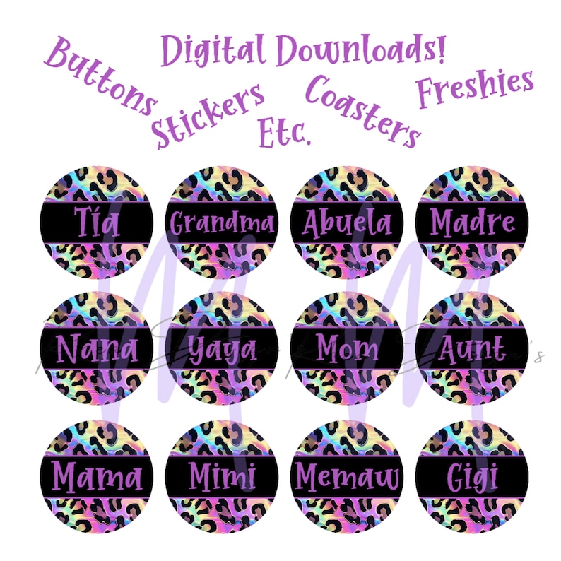 Leopard Rounds PNG Coasters, Cardstock, Freshies, Stickers, Mom, Mama ...