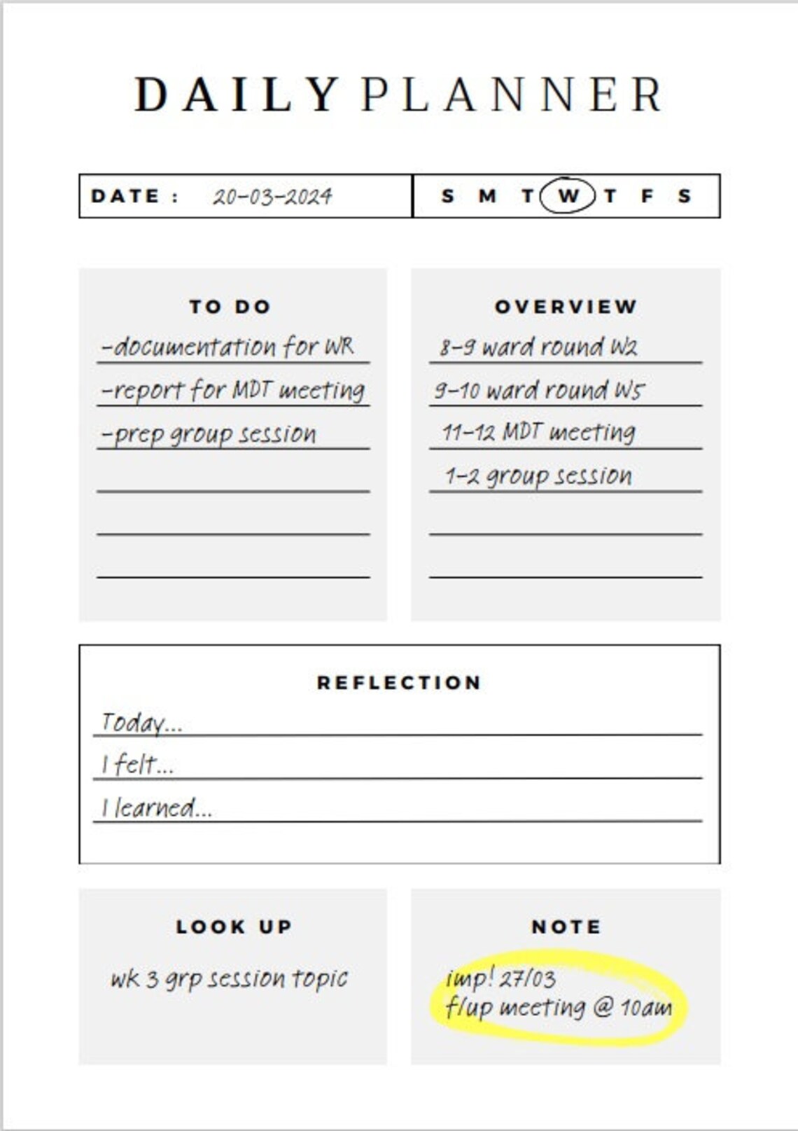 Printable Clinical Placement Planner Template for Students - Etsy