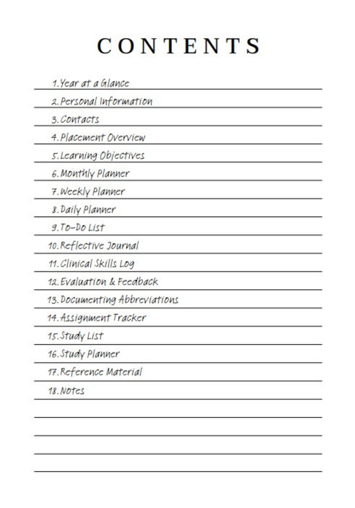 Printable Clinical Placement Planner Template for Students - Etsy