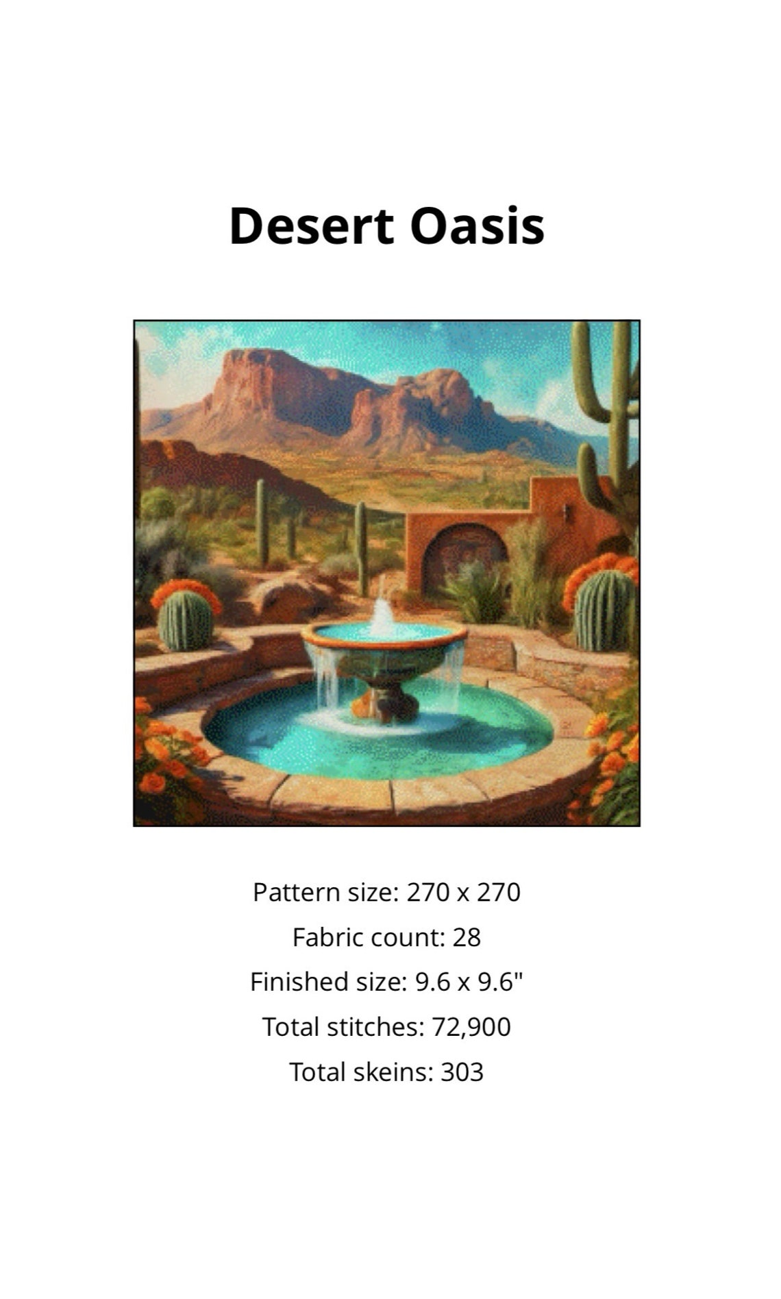 Desert Oasis Cross Stitch Pattern, Full Coverage Pdf Instant Download ...