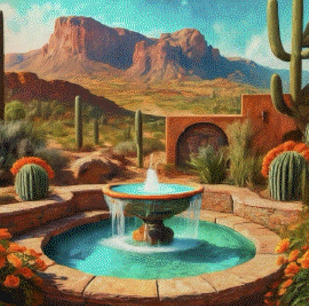 Desert Oasis Cross Stitch Pattern, Full Coverage Pdf Instant Download ...