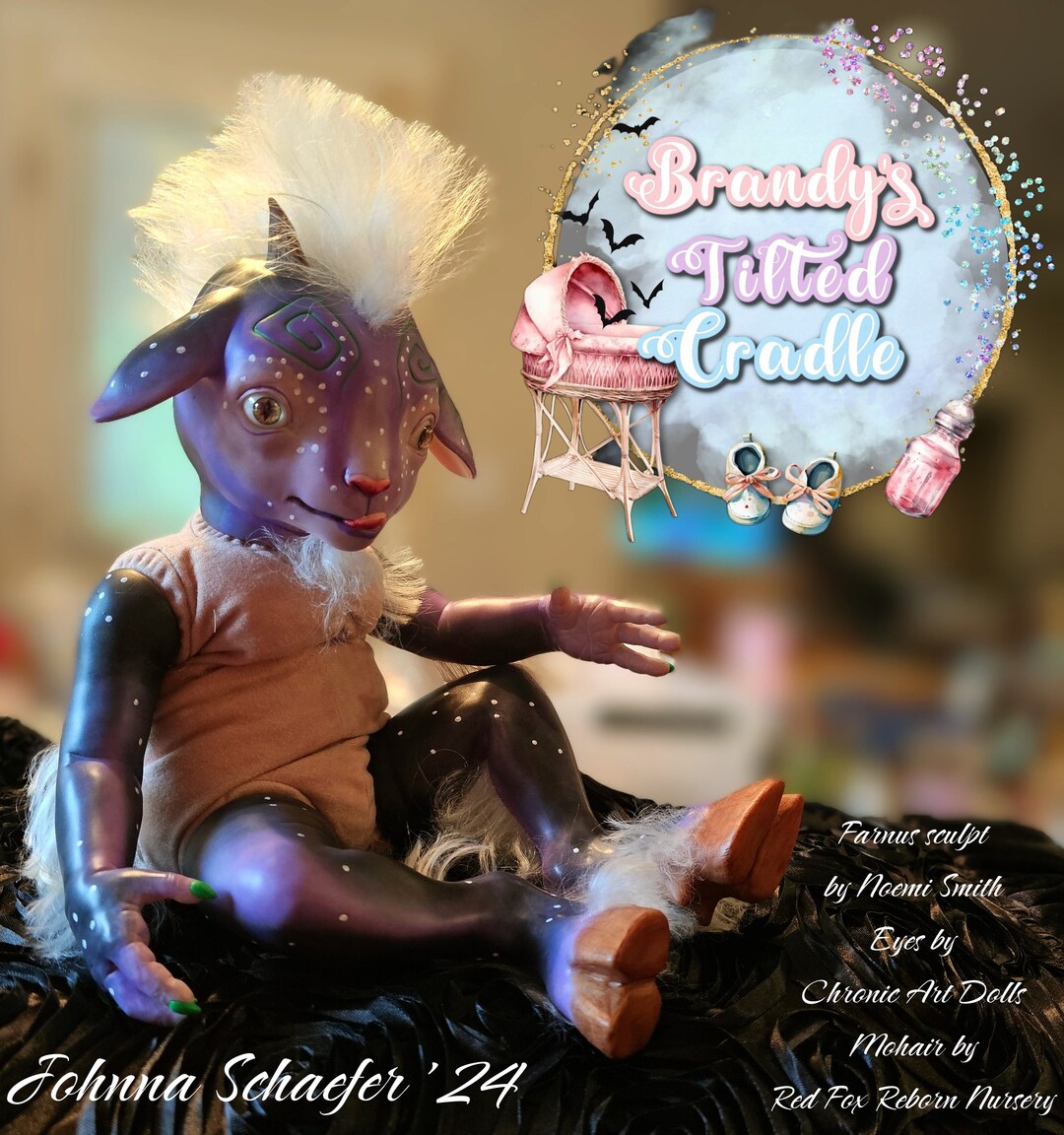 Brandy's Tilted Cradle • Farnus Goat• 18" Fantasy Reborn• Ready Now ...