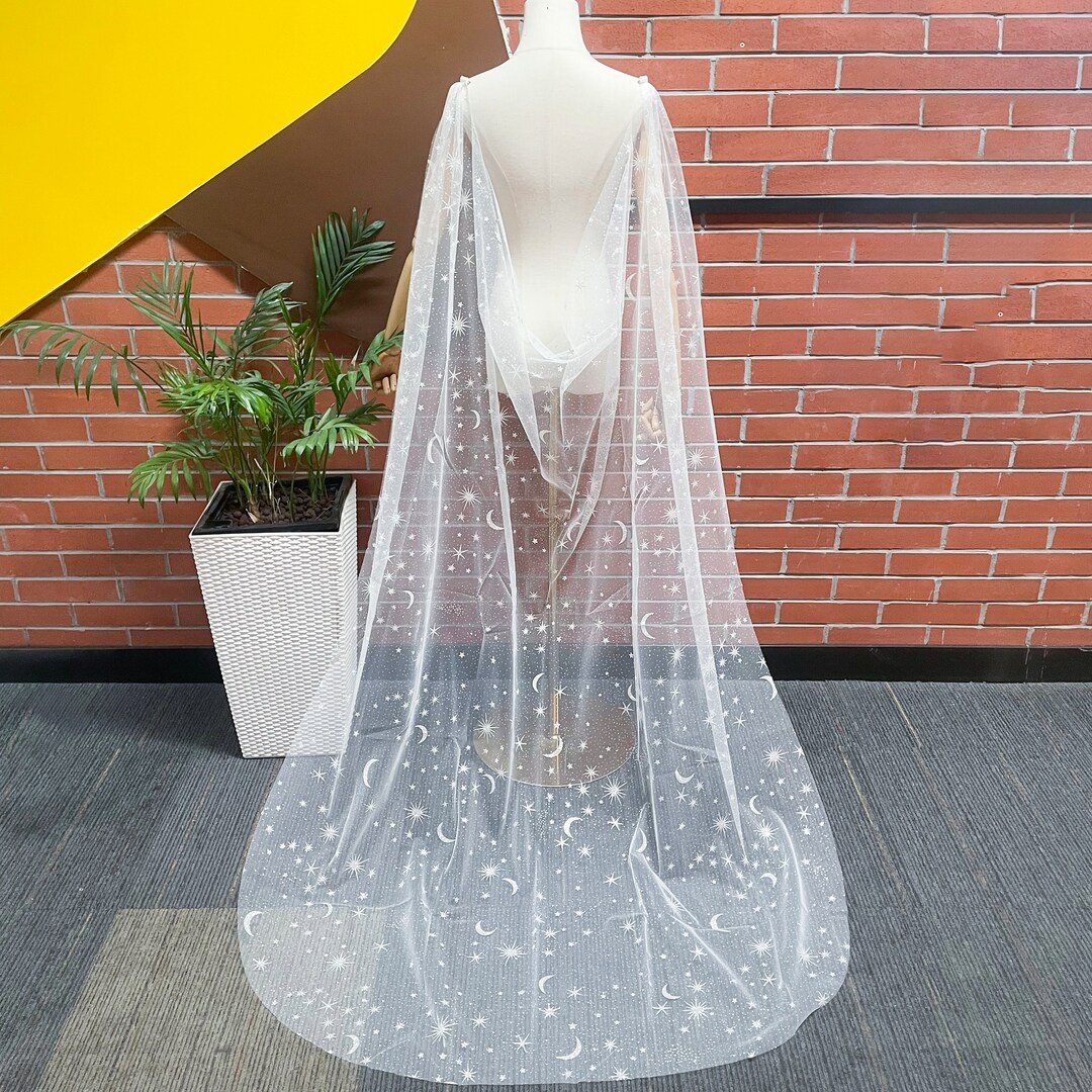 Star and Moon Shoulder Cape Veil Bridal Shoulder Cloak Sparkling ...