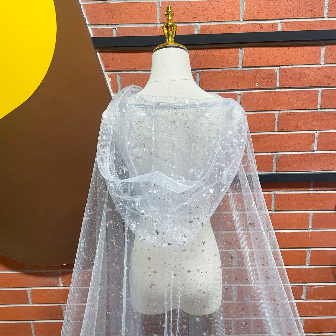 Silver Gray Wedding Cloak Hooded Cape for Wedding Star Glitter Wedding ...