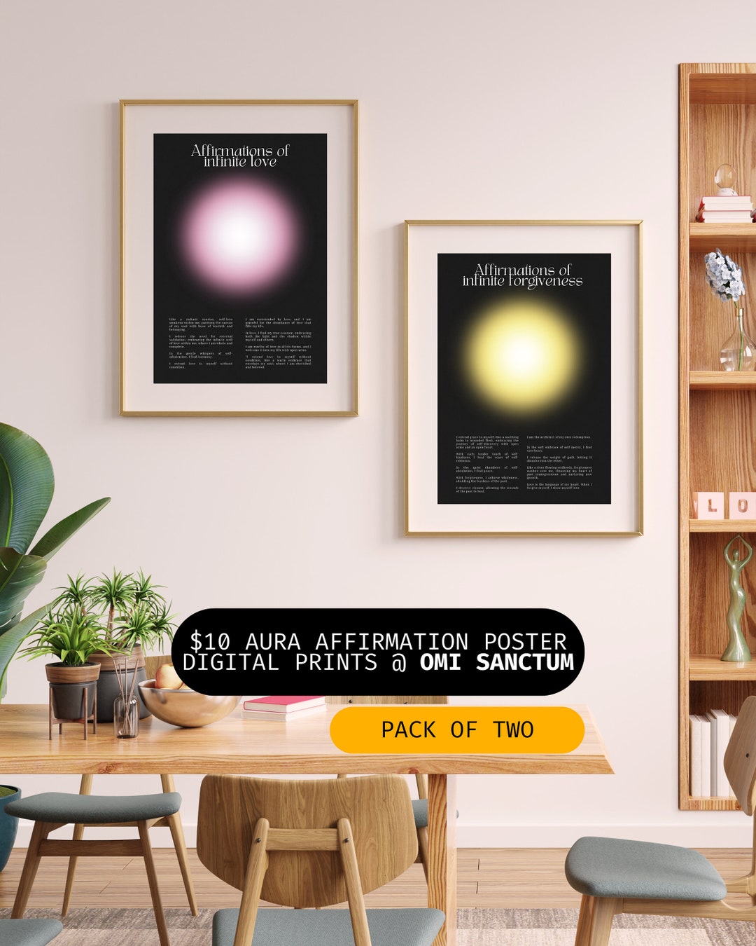 Five Affirmation Posters (digital Print) - Modern, Retro, Unique, Aura ...