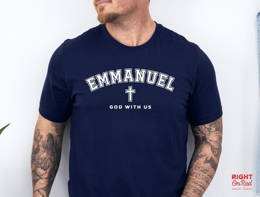 Emmanuel God With Us T-shirt, Men's Christian Shirts, Christian ...