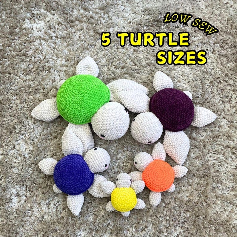 2in1 Crochet Giant & Large Turtle Pattern, Amigurumi, Jumbo Crochet Sea ...
