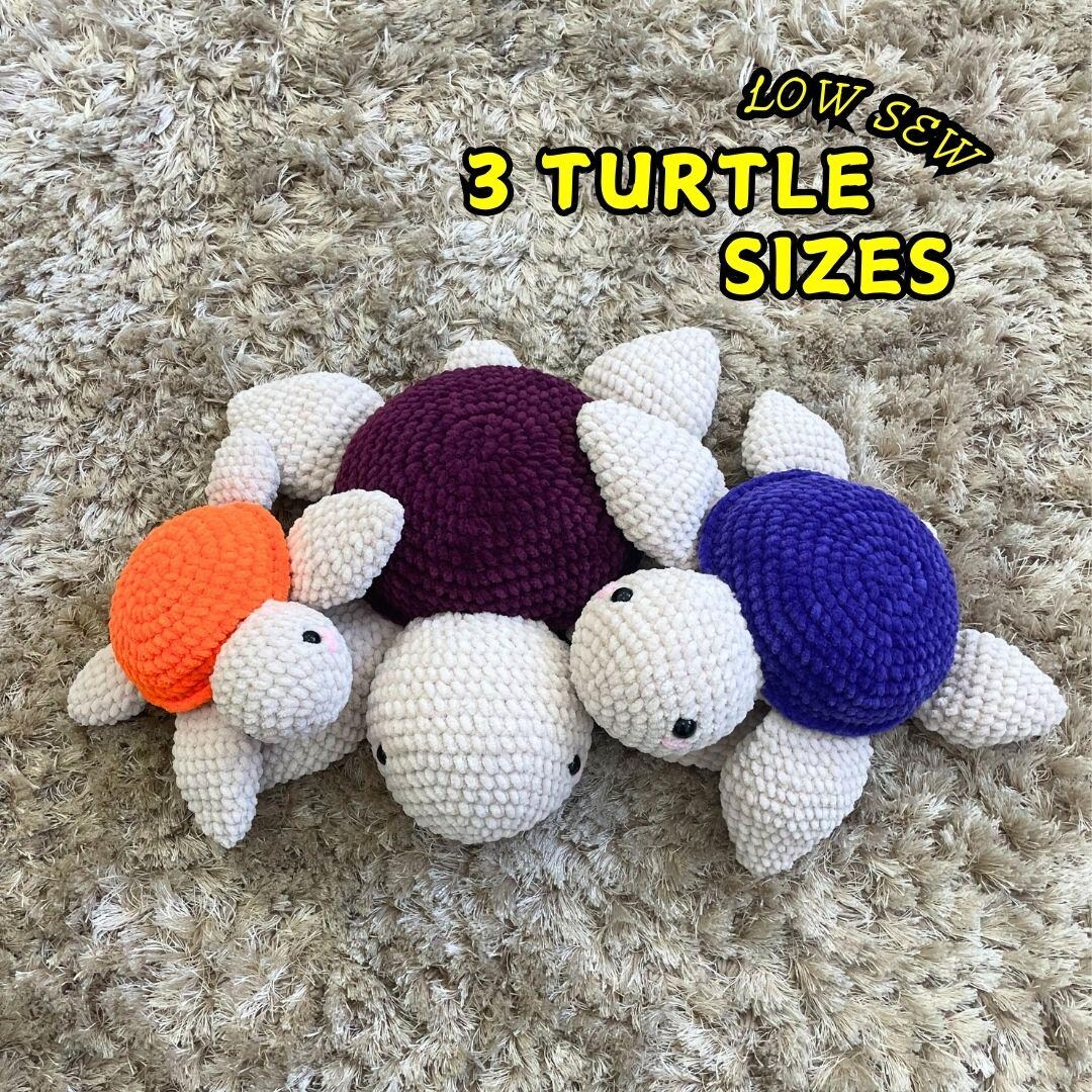 3in1 Crochet Large, Medium & Small Turtle Patterns, Amigurumi, Jumbo ...