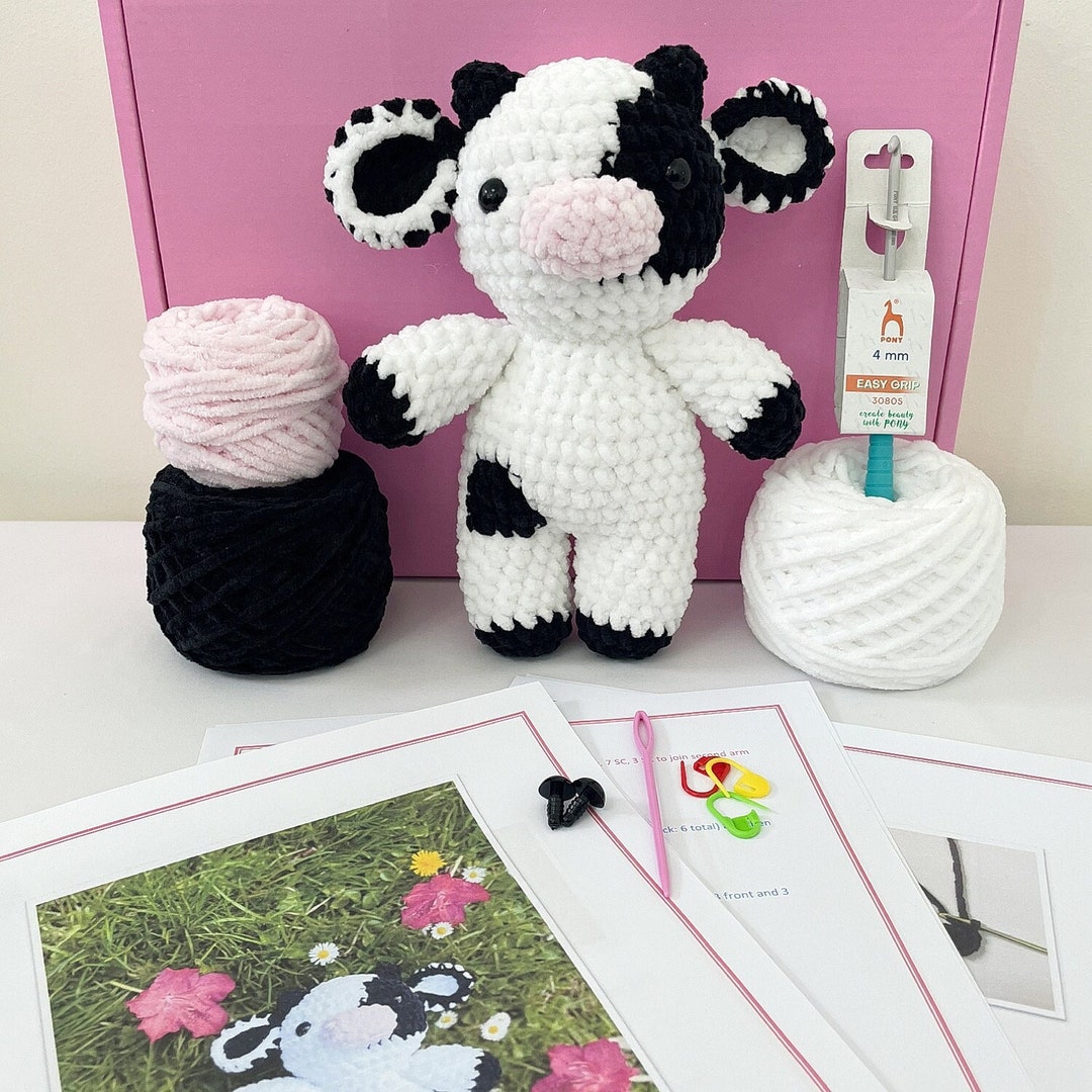 Crochet Cow Kit, Dairy Cow Crochet Set, Cute Milk Amigurumi Cow Kit ...