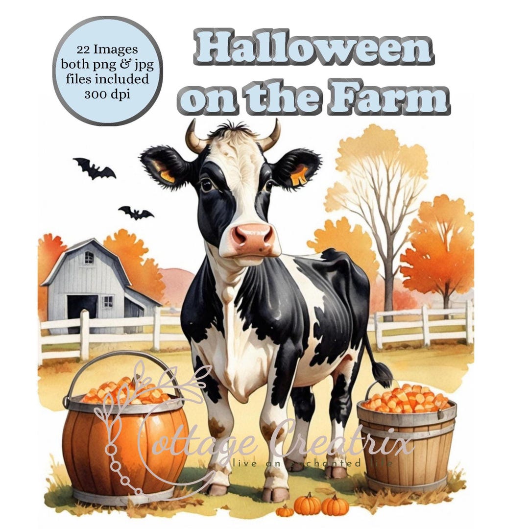 Halloween Farm Animal Clipart, Farmyard Fall Printable Downloads, Farm ...