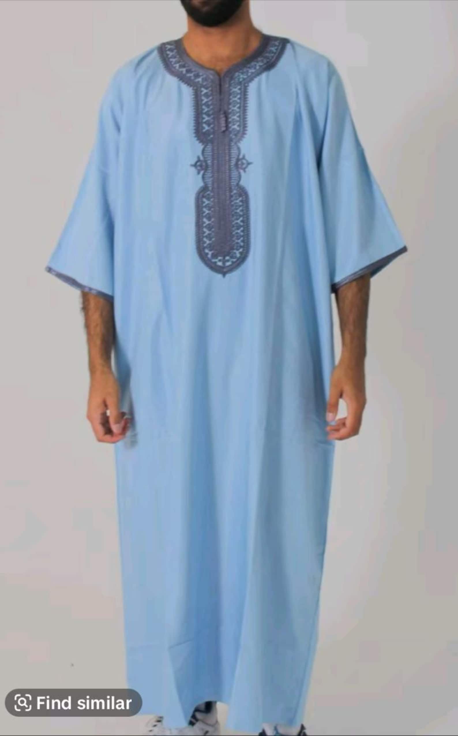 Classic Premium Moroccan Thobe | Double Pockets | Elegant Embroidery ...