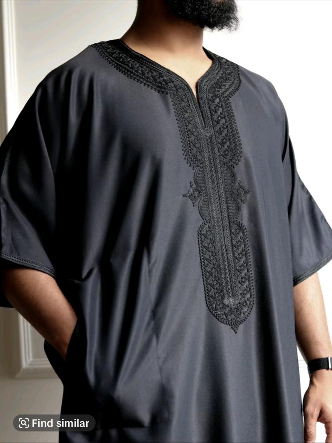 Classic Premium Moroccan Thobe | Double Pockets | Elegant Embroidery ...