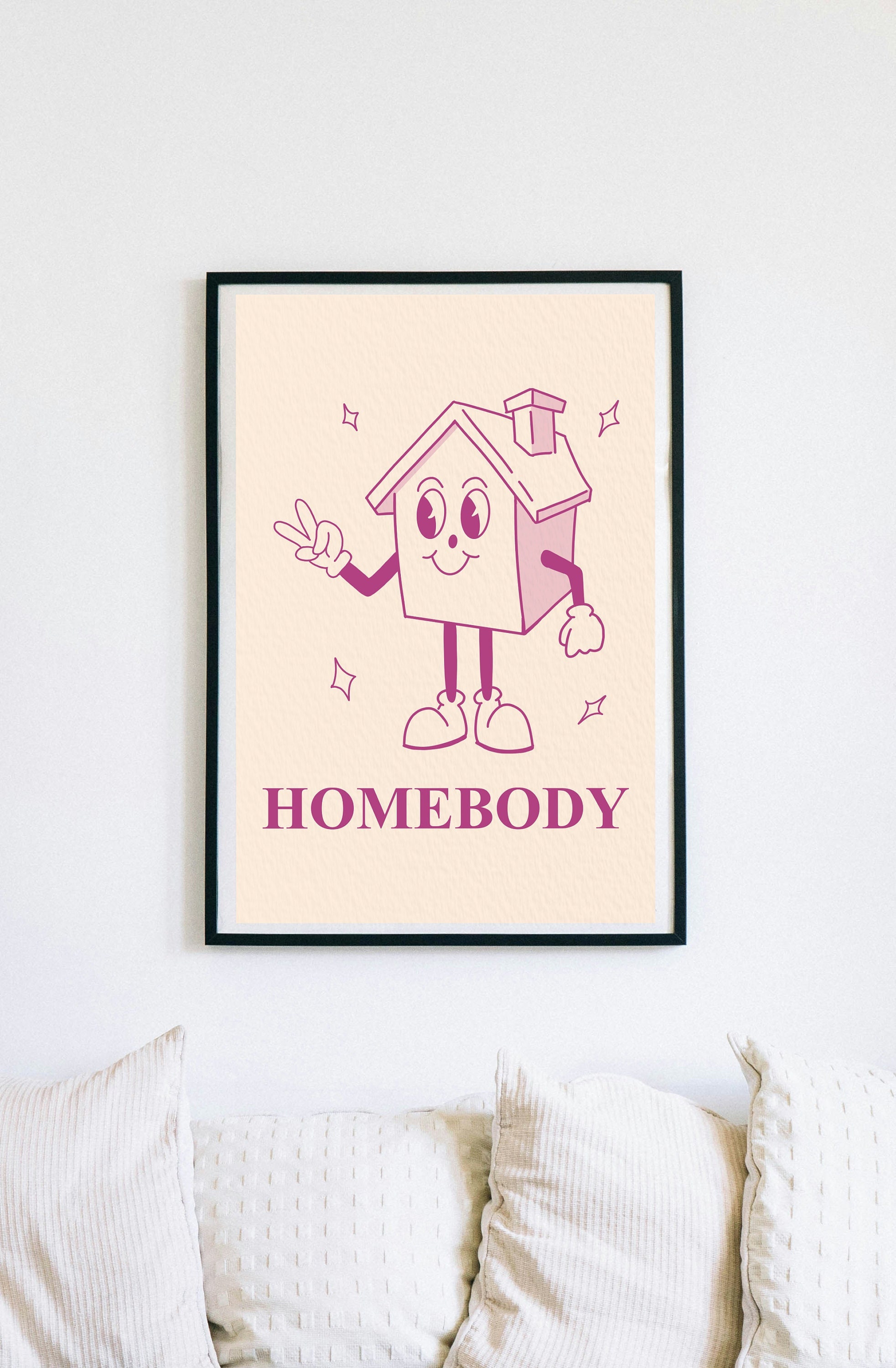 Retro PRINTABLE Wall Art | Hand-drawn Wall Art | Pink Art Print | Retro ...