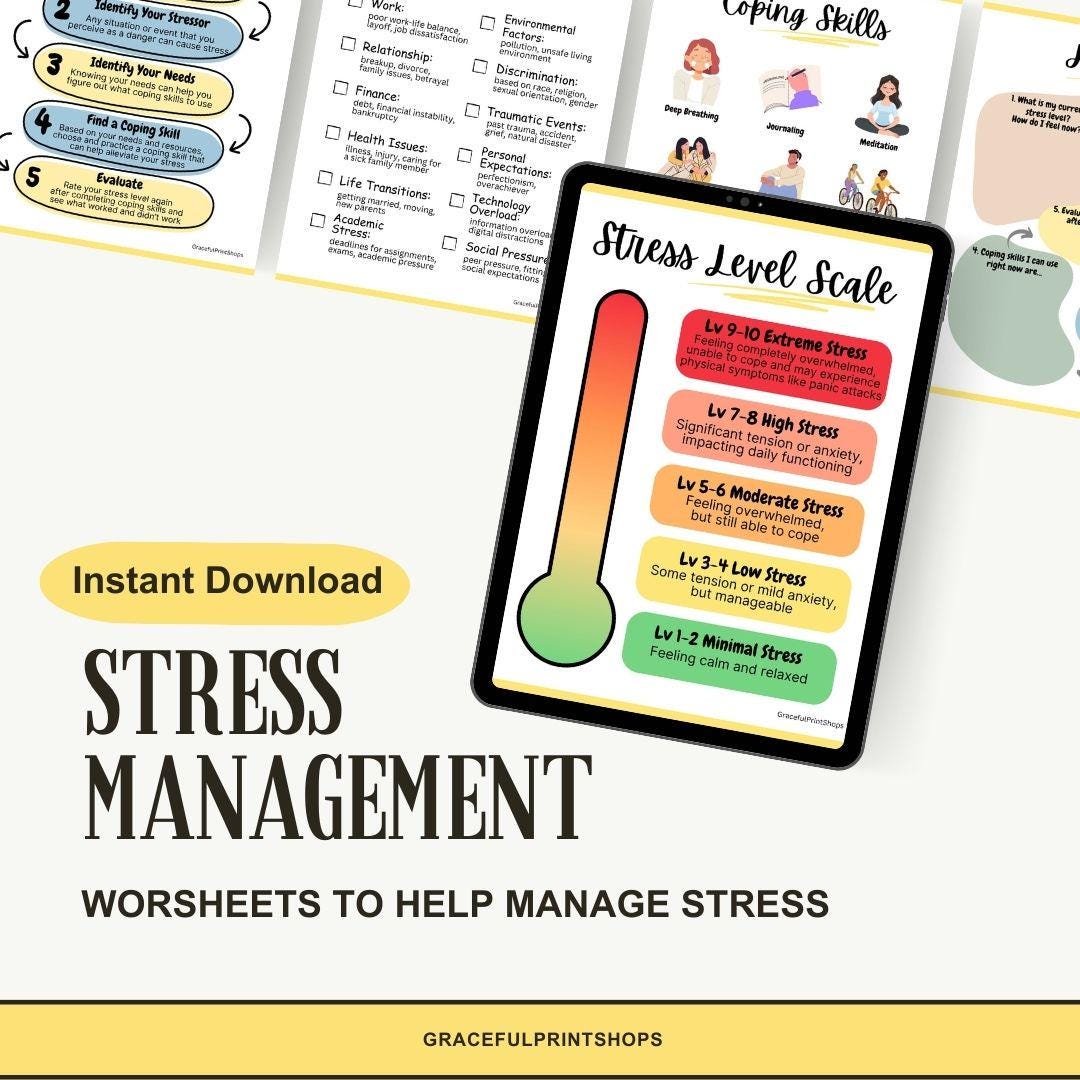 Stress Management Worksheets | Digital Download for Stress Management ...