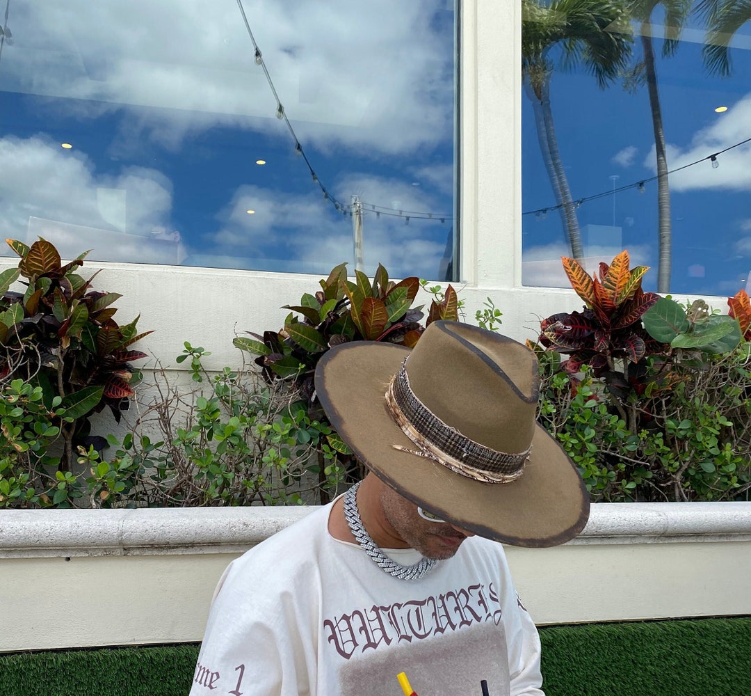 Mens Brown Camel Custom Wide Brim Fedora Hats Size 7 1/4 Large - Etsy