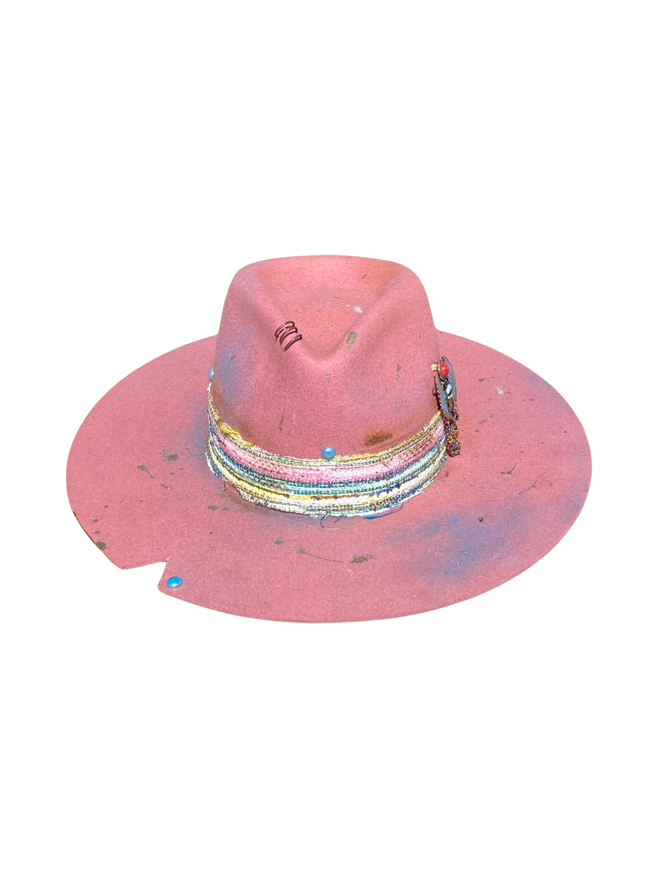 Pink Rose Colored and Spray Painted Hand Painted Wide Brim Fedora ...