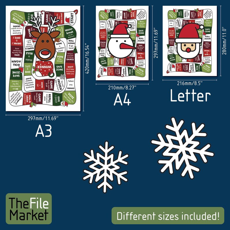 Christmas Drinking Board Game Printable PDF File A3, A4, Letter - Etsy
