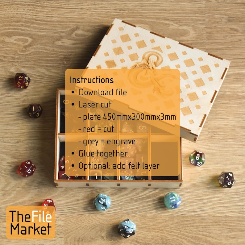 Dice Box - Laser Cut Files - DXF,SVG,AI - Dnd Game - Etsy