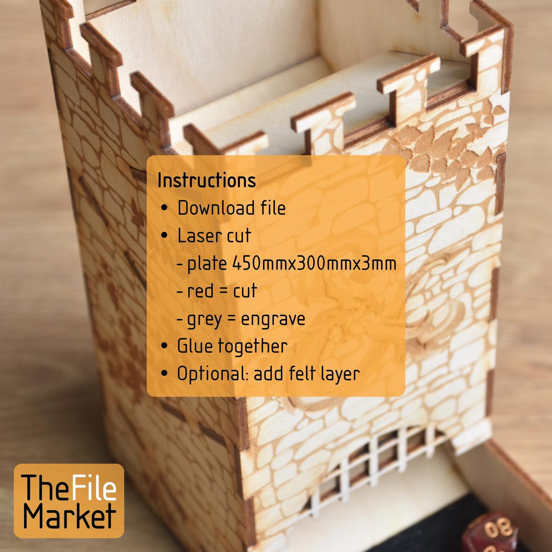 Dice Tower - Laser Cut Files - DXF,SVG,AI - Dnd Game - Etsy