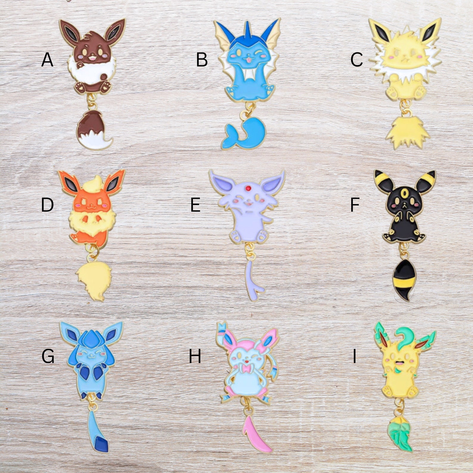 Eeveelution Pokemon Pins - Cute, Chibi, Jolteon, Flareon, Leafeon ...